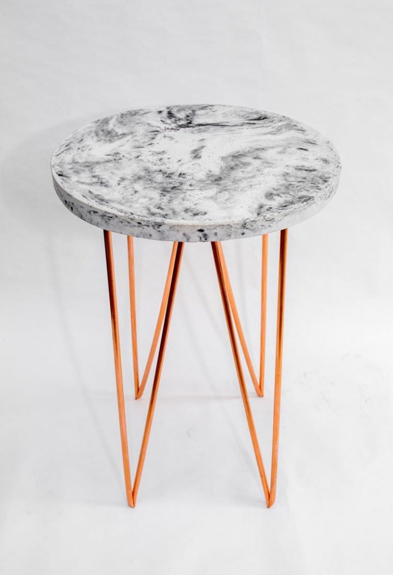 Circle triangles concrete and copper – a side table - Vincent Buret